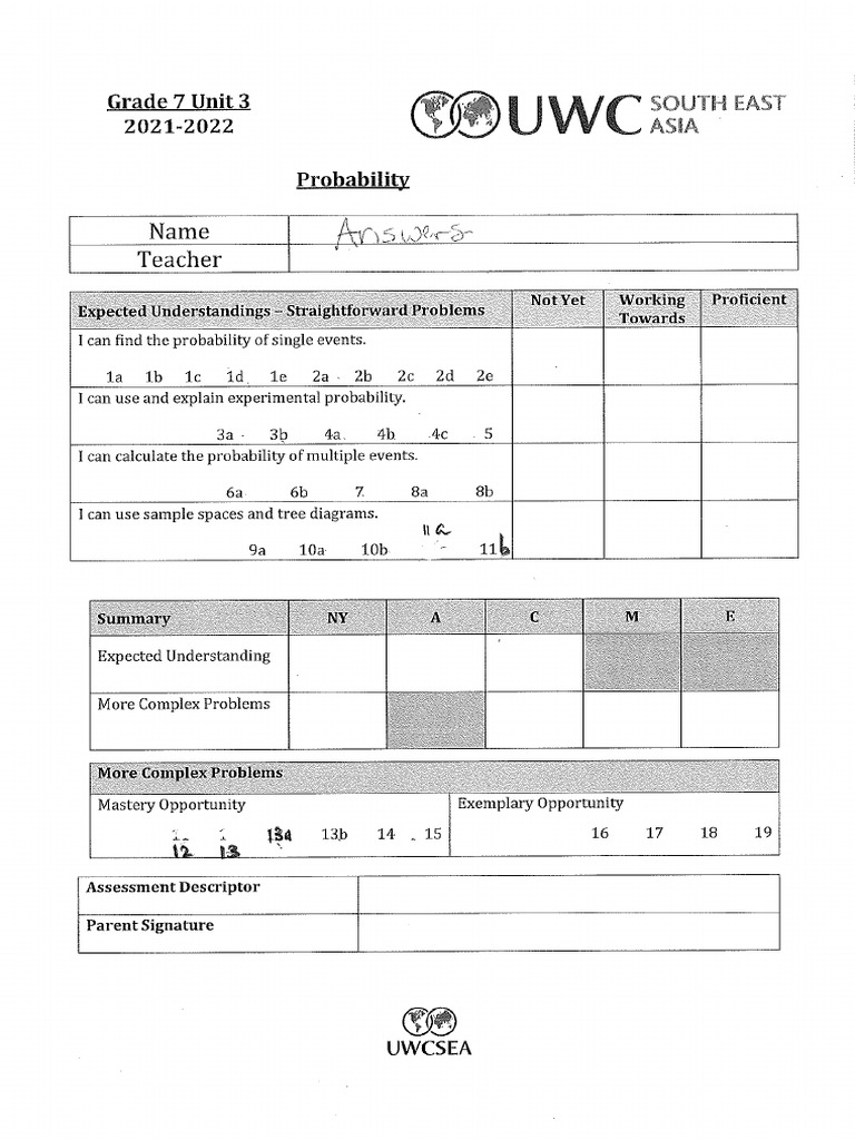 G7 2021-22 Probability Solutions | PDF