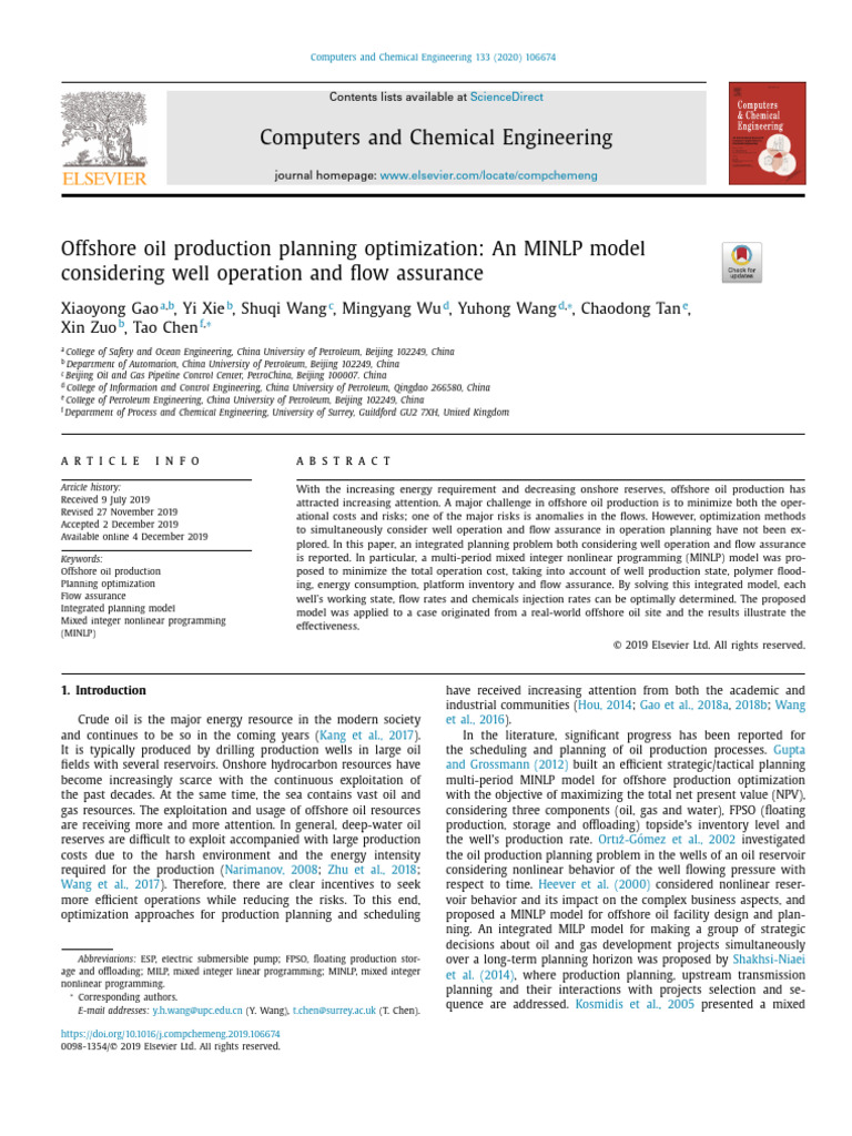 Offshore Oil Production Planning Optimization | PDF | Petroleum ...