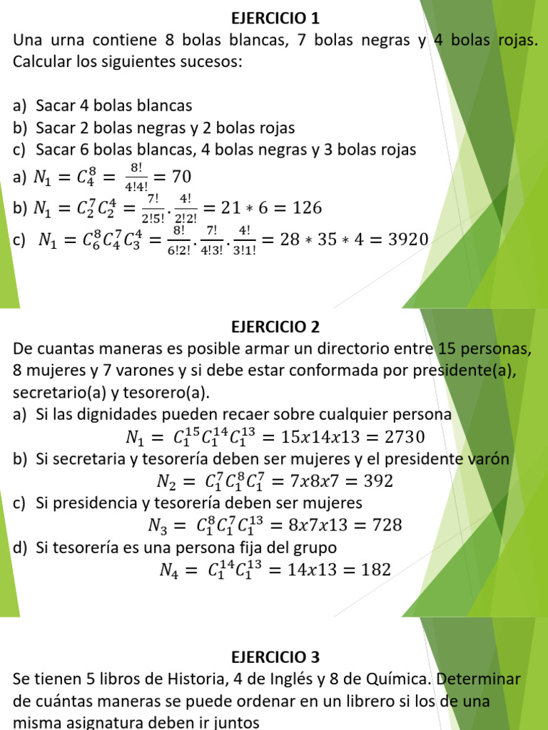 Ejercicios Combinatoria | PDF | Science | Matemáticas