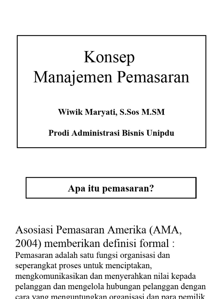 Konsep Manajemen Pemasaran | PDF