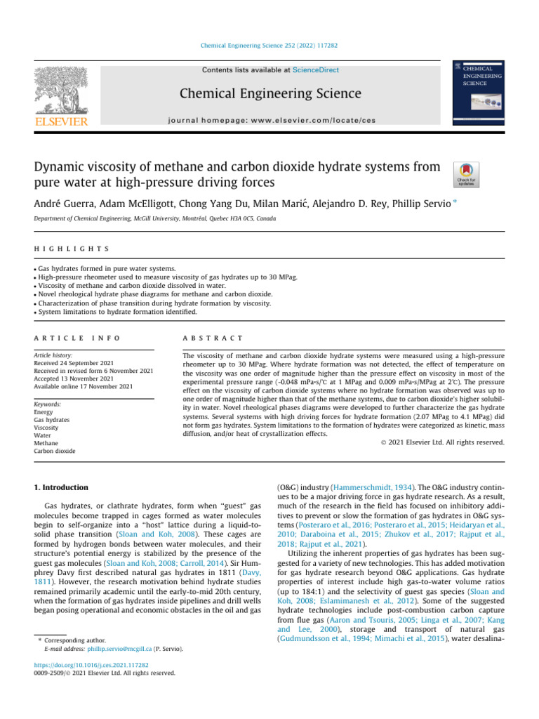 Dynamic Viscosity of Methane and Carbon Dioxide Hydrate Systems | PDF ...