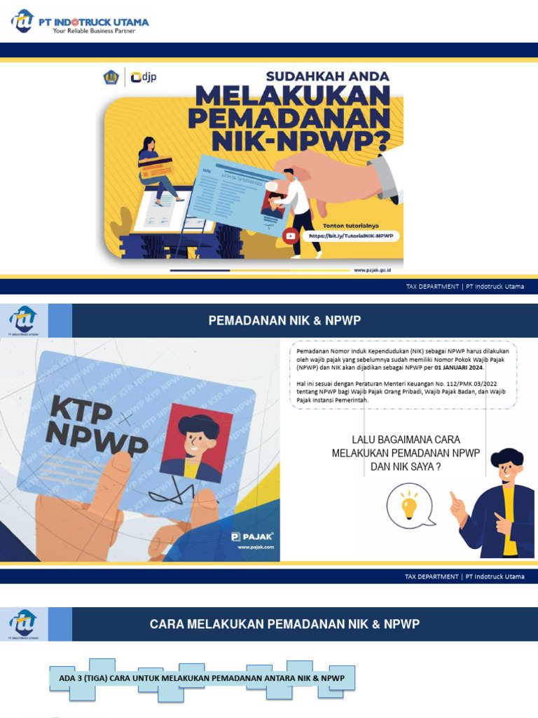 Panduan Pemadanan NIK dan NPWP | PDF