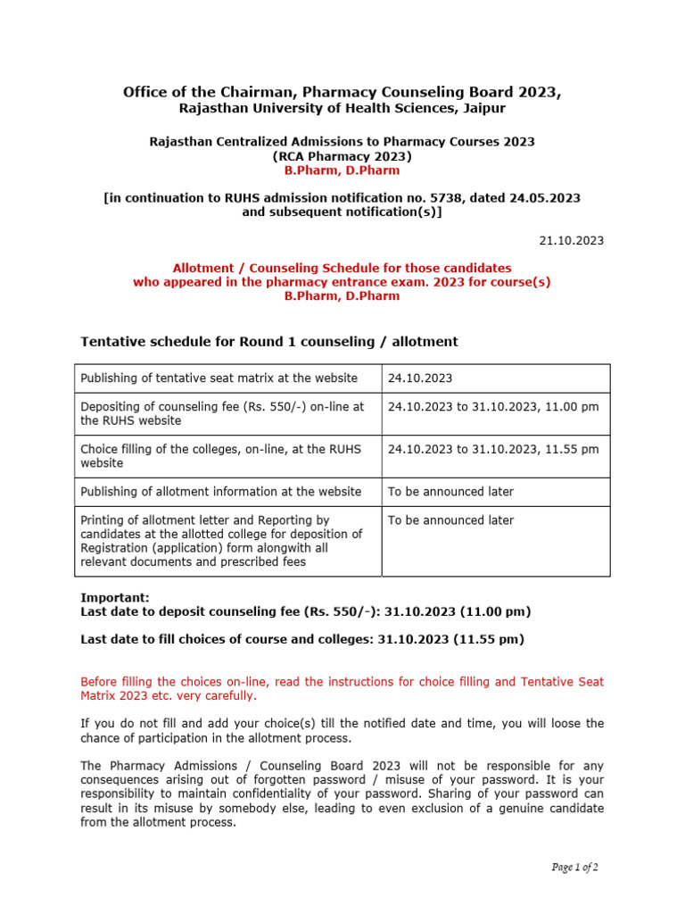Guidelines Pharmacy Choice Filling 21.10.2023 | PDF