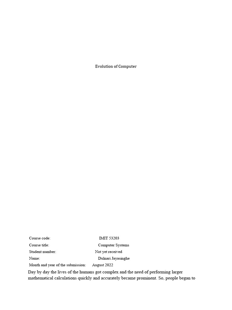 Evolution of Computer | PDF | Operating System | Integrated Circuit