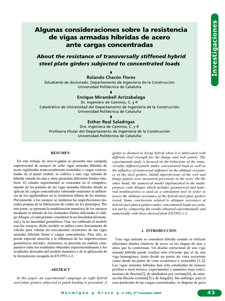 Algunas Consideraciones Sobre La Resistencia de VAHA Ante Cargas ...