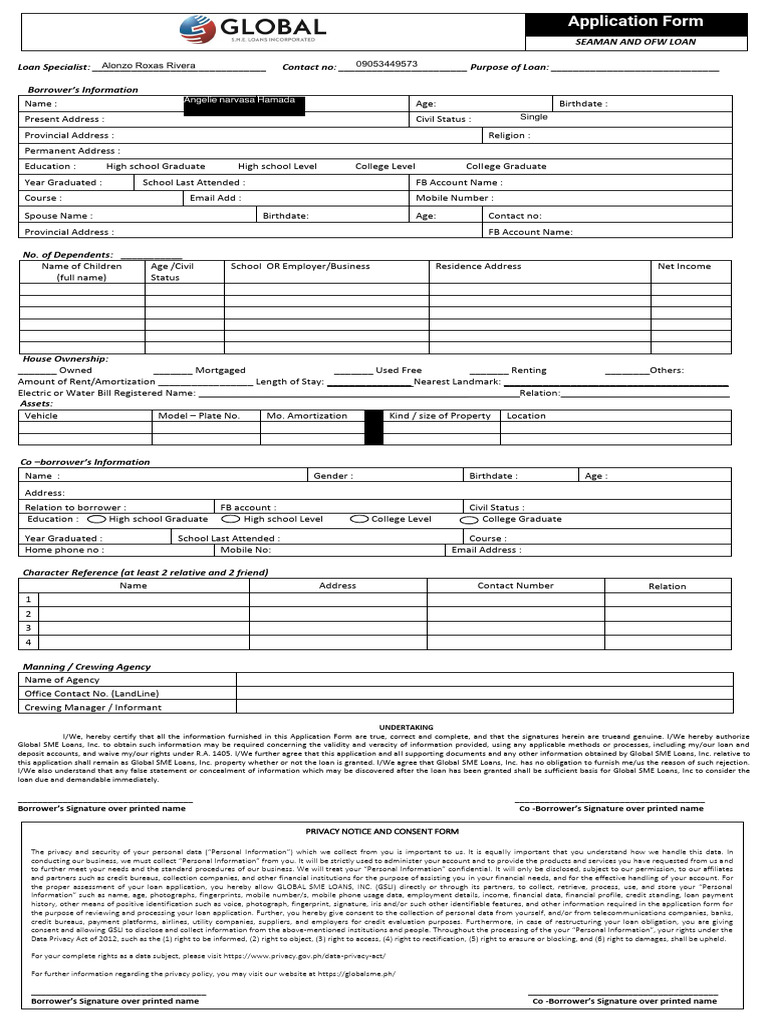 GSME Application Form-1 | PDF | Loans | Privacy