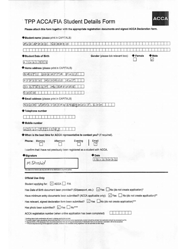 STUDENT DETAILS FORM | PDF