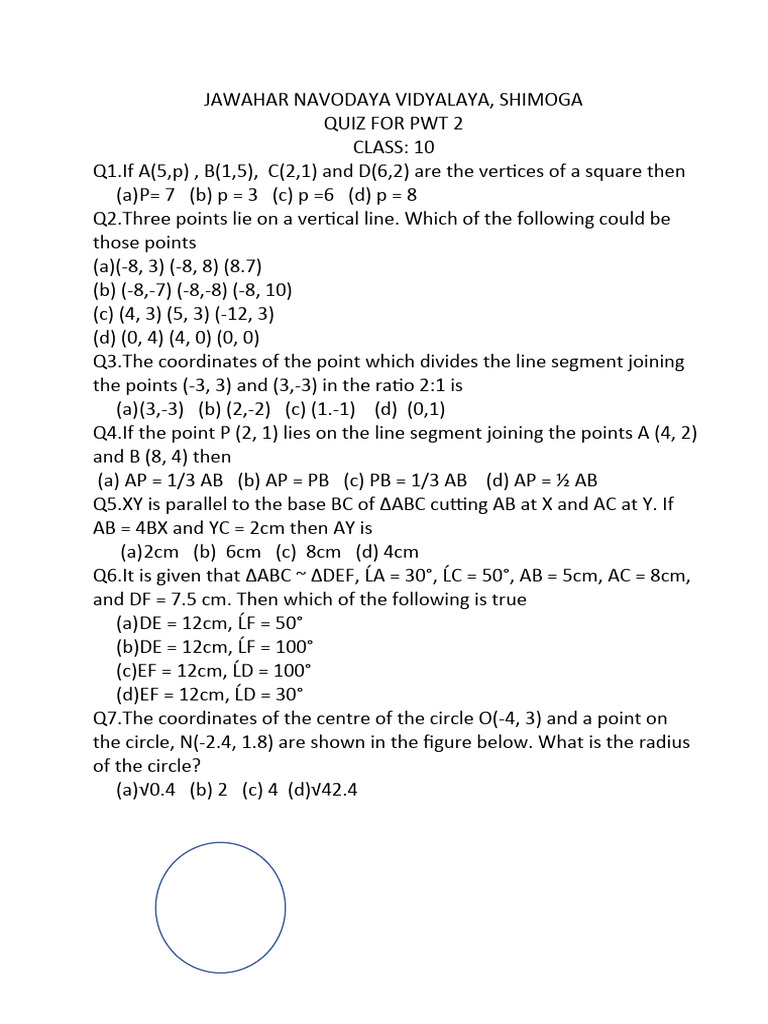 QP Quiz 10 | PDF