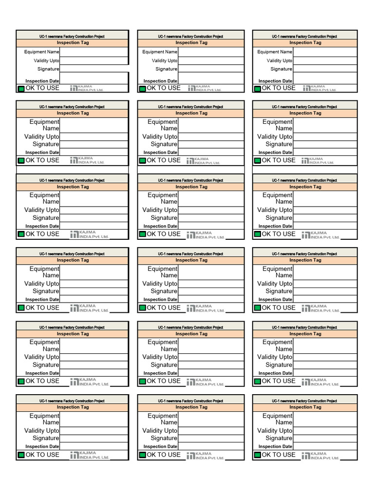 Tools Display Inspection Tag | PDF