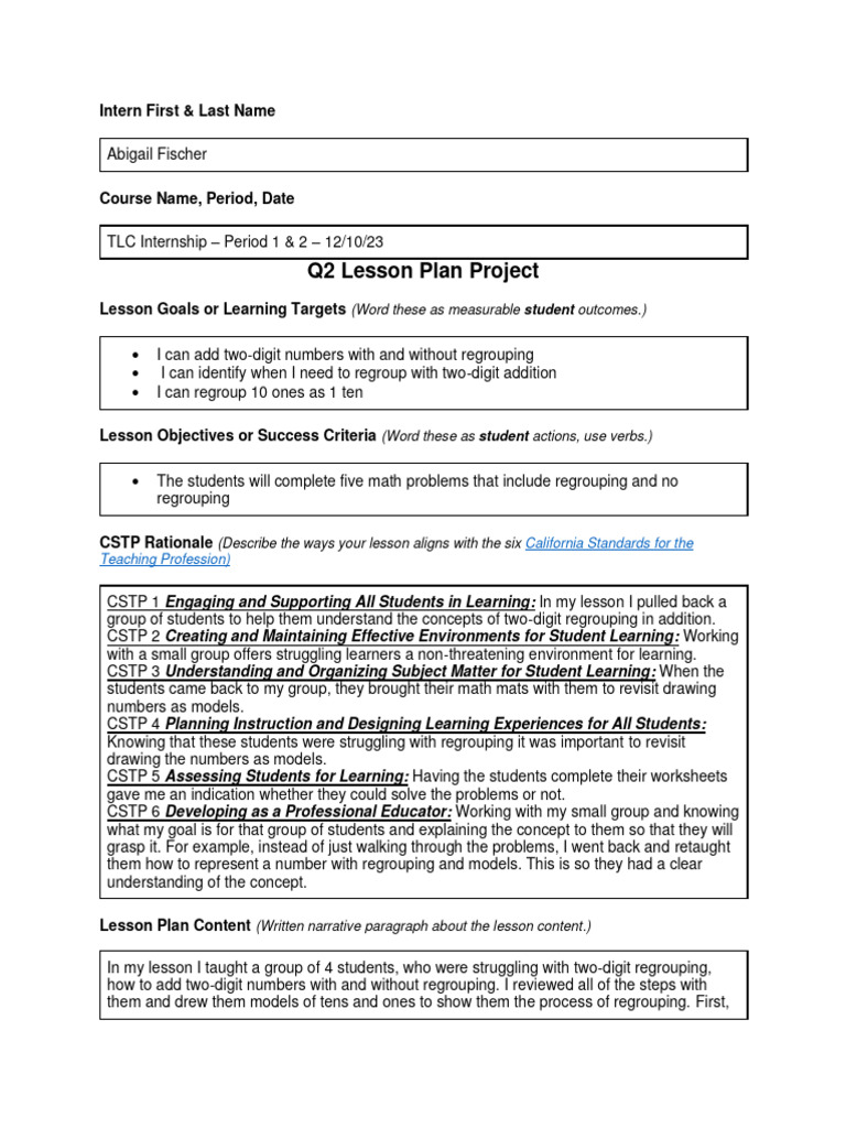 q2 CSTP Lesson Plan Template 2 2 | PDF