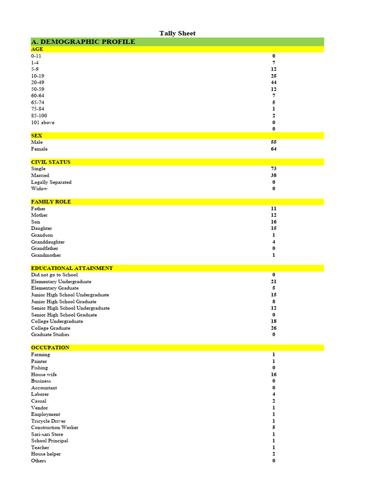 TALLY-SHEET | PDF | Family Planning | Birth Control