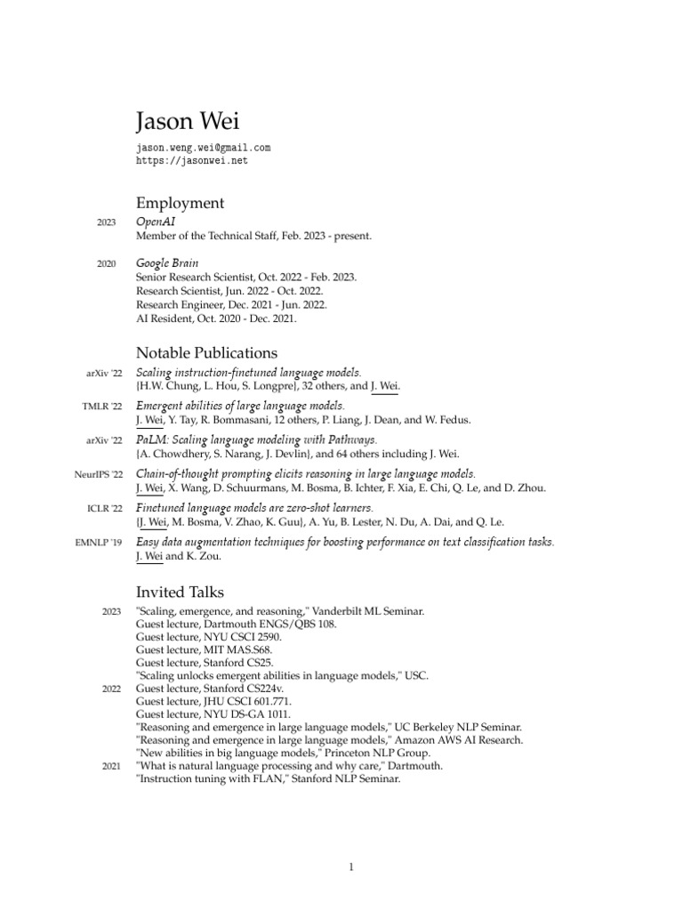 Jason Wei CV | PDF