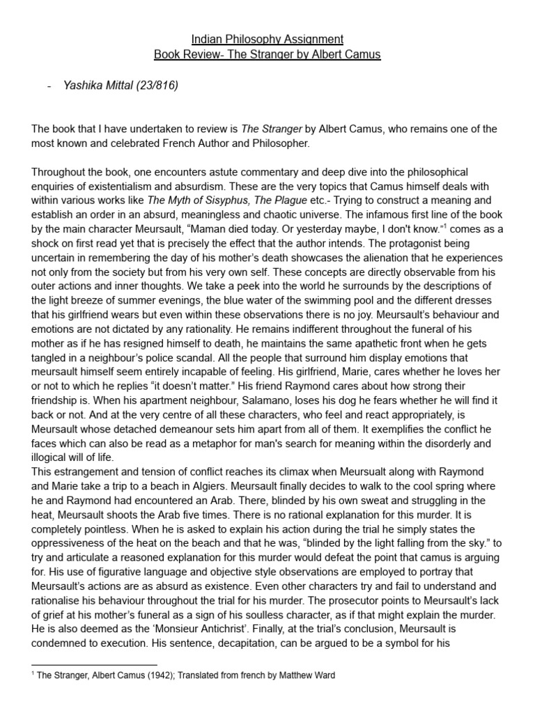 Book Review Assignment - Indian Philosophy | PDF | Albert Camus