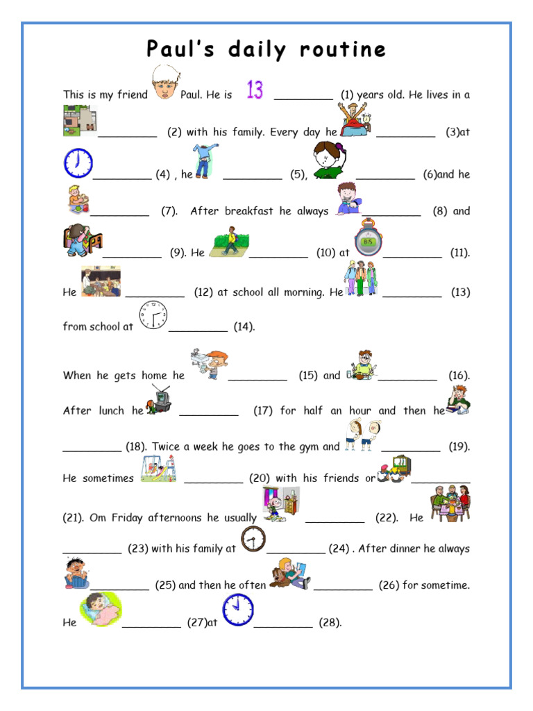 Pauls Daily Routine Reading Comprehension Exercises - 125673 | PDF