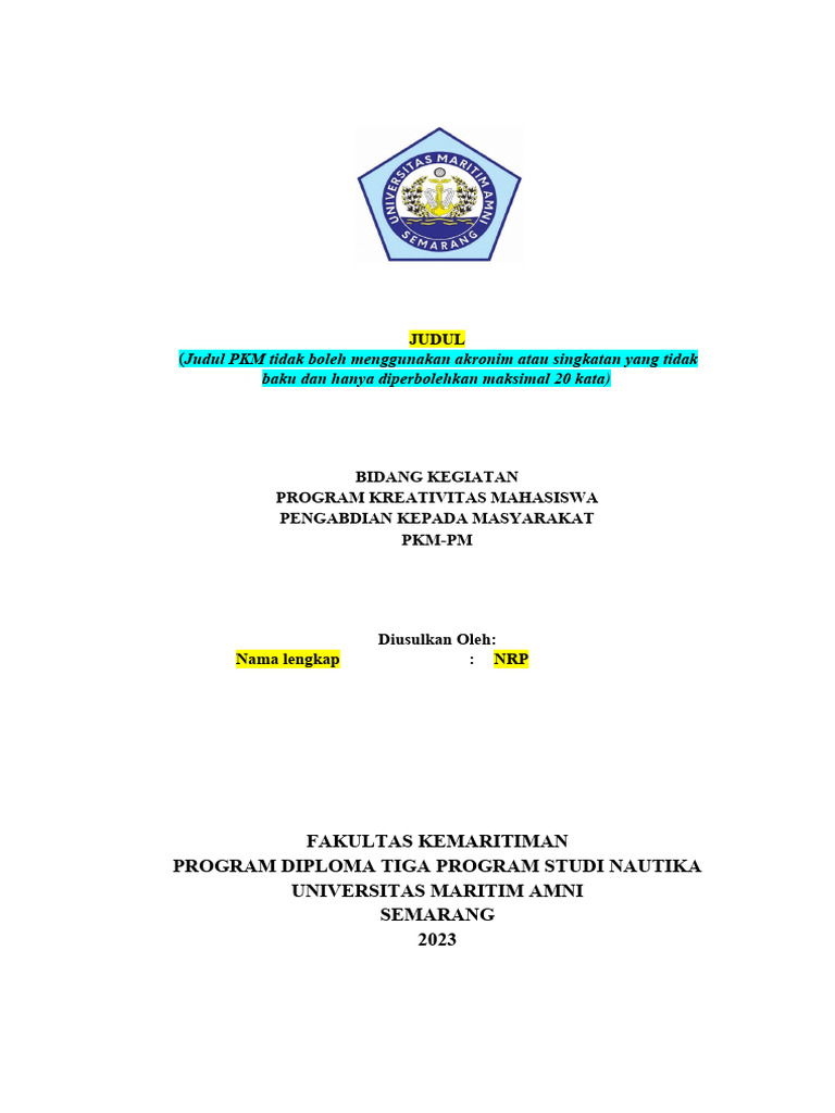Template Uas Proposal PKM PM 23 24 | PDF | Seni