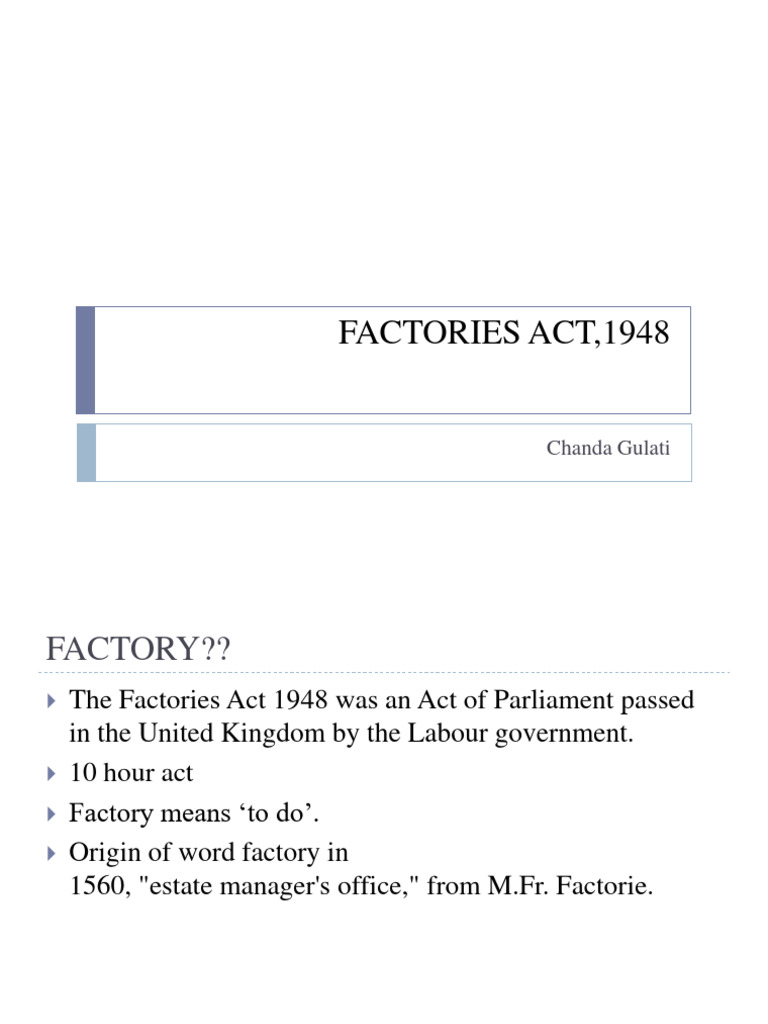Factories Act, 1948 | PDF