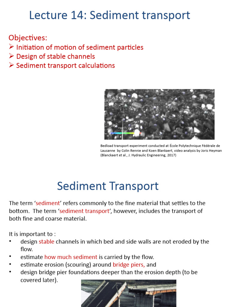 CVG3116 - Lecture 14 - Sediment Transport | PDF | Sediment | Chemical Engineering