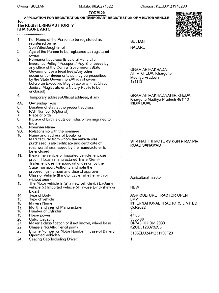 Form 20 | PDF | Semi Trailer Truck | Axle