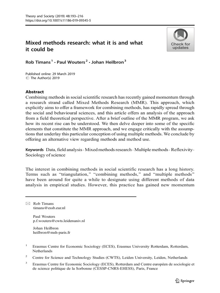 Mixed Methods Research: What It Is and What It Could Be | PDF ...