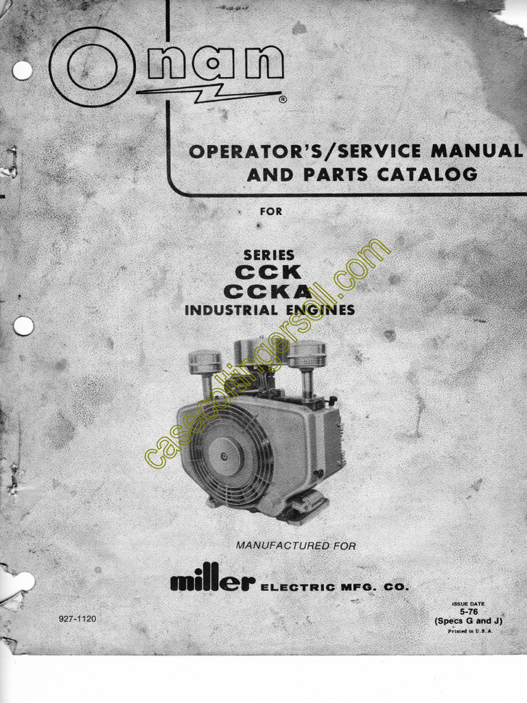 2000V Onan CCK & CCKA Parts and Service Manual Specs G and J ...