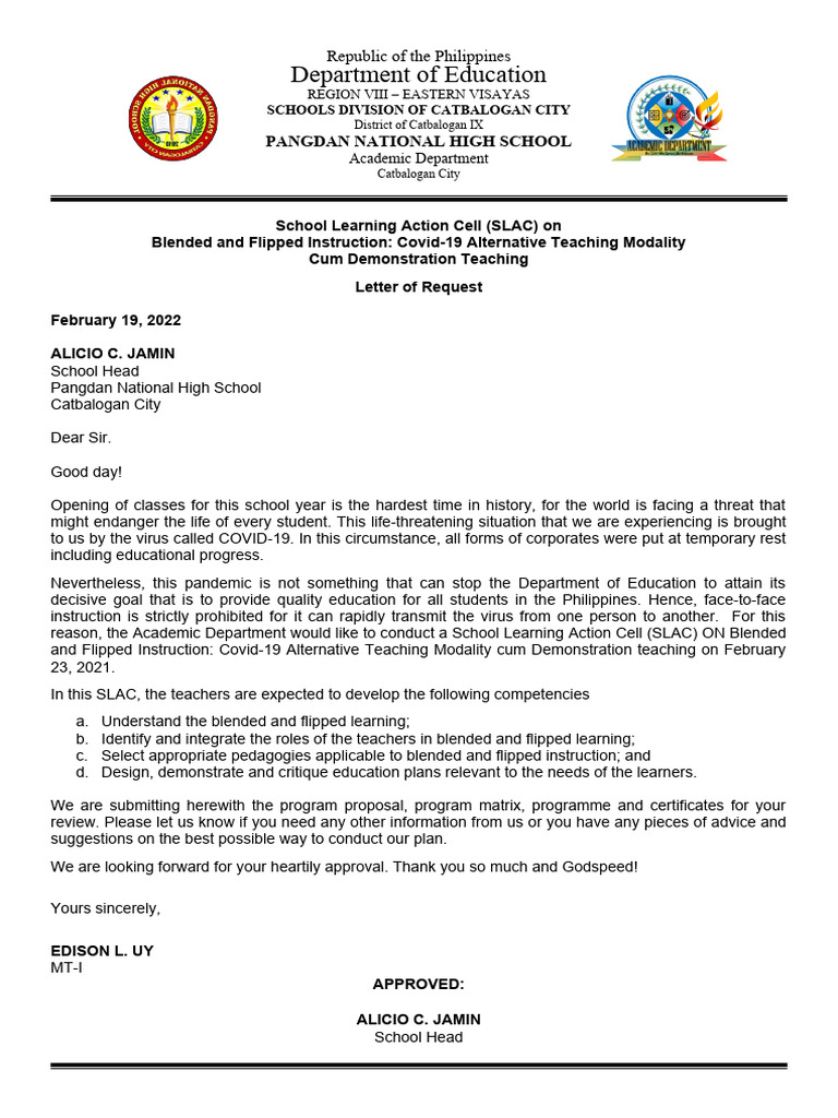 Request-Letter Final | PDF | Teaching | Education Theory