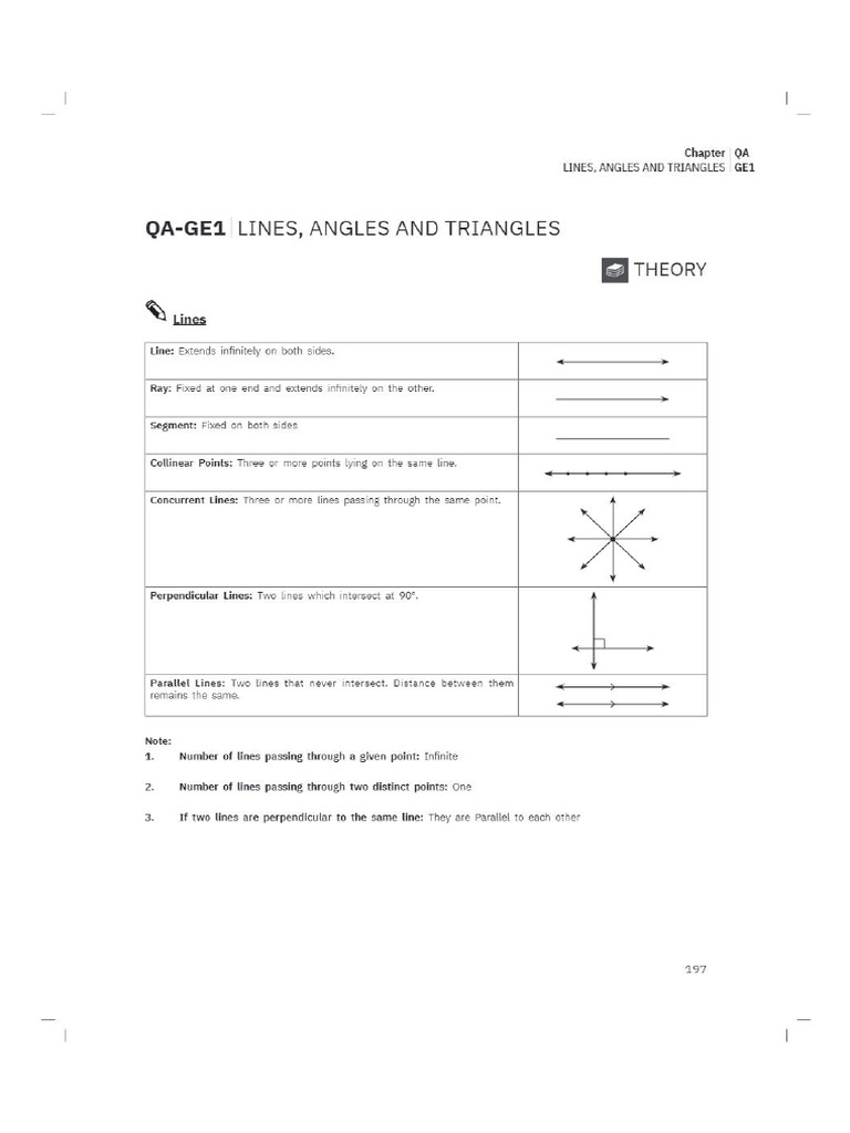 Lines and Angles Theory Notes | PDF
