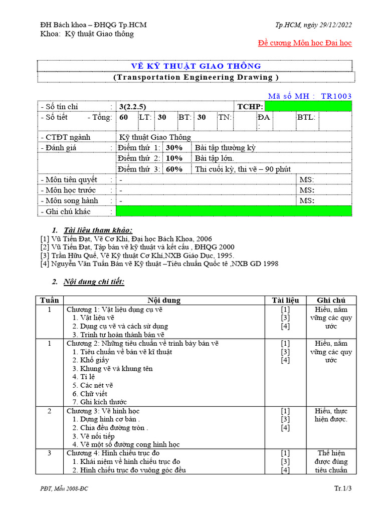 Decuong-VKT Giao Thong | PDF