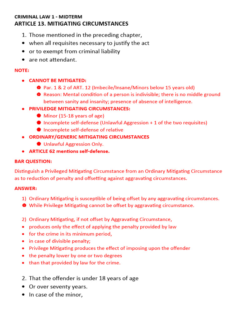 MIDTERMS | PDF | Mitigating Factor | Crimes