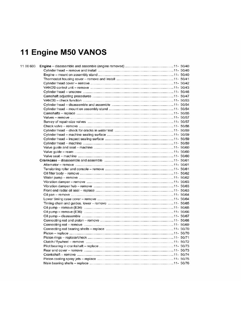 BMW FRM No.8 Gr.11 Engine M50TU | PDF