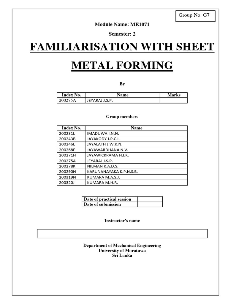 Coursework SHEET | PDF | Sheet Metal | Mechanical Engineering