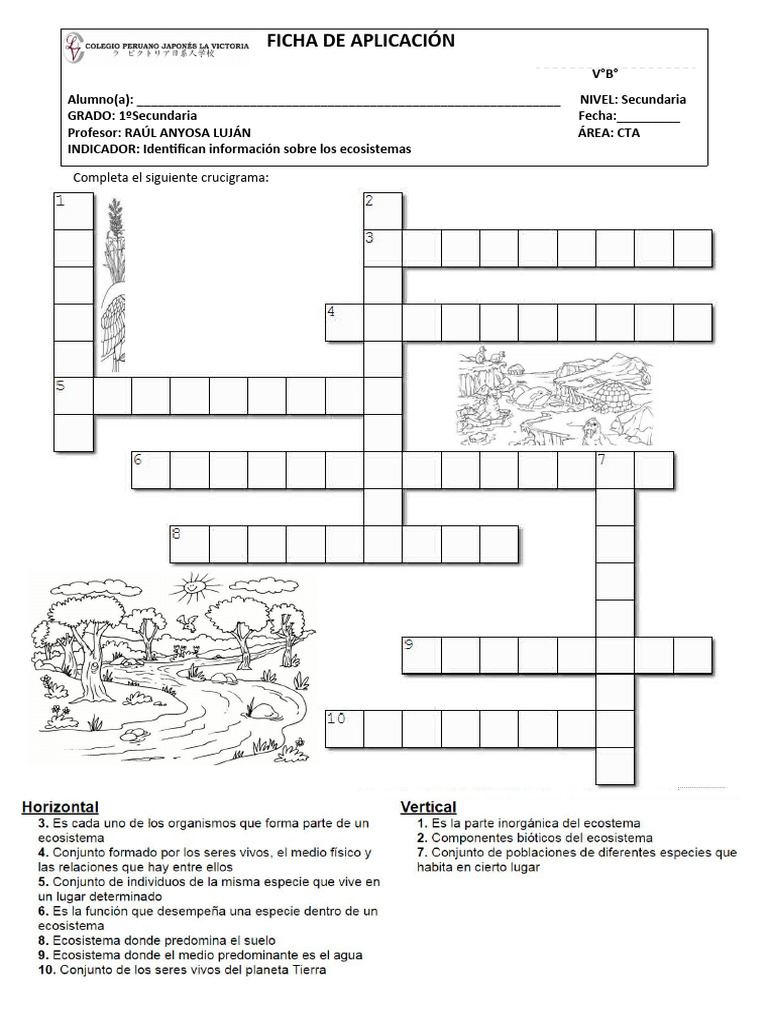 Crucigrama Ecosistemas | PDF