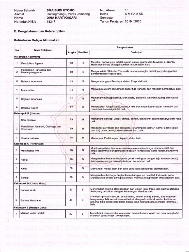 Rapot Dina Kartikasari - Compressed | PDF