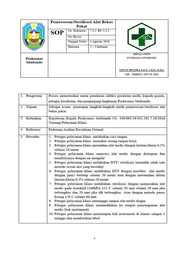 4.sop Pemrosesan Peralatan | PDF