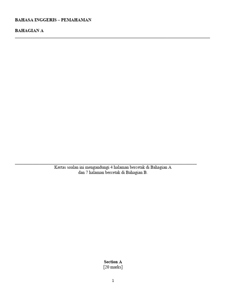 Comprehension Paper PAPER 1 | PDF