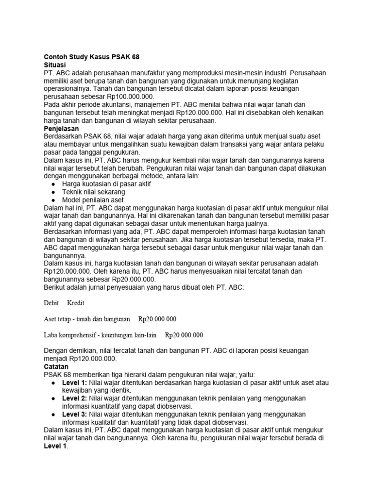 Contoh Kasus PSAK 68: Penilaian Aset | PDF | Bisnis