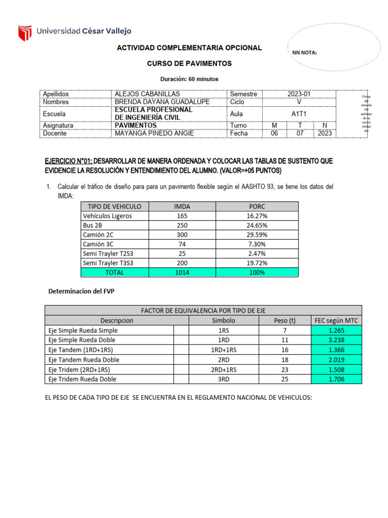 ACTIVIDAD COMPLEMENTARIA Pavimentos 1 | PDF