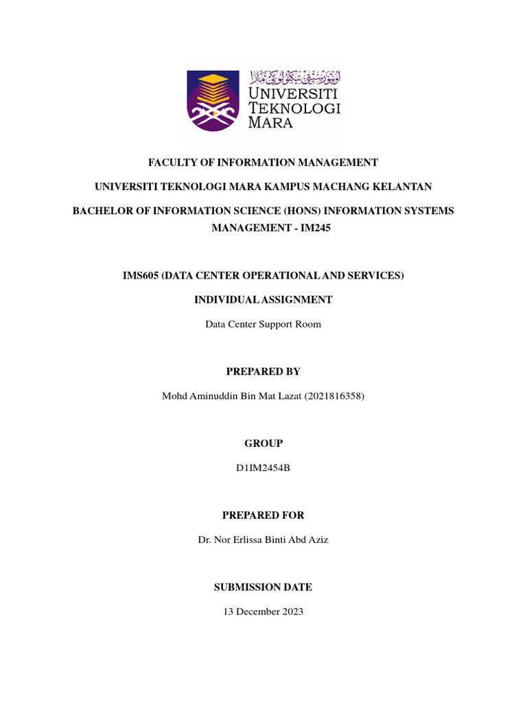 IMS605 Assigment 1 Operational Command Room (AutoRecovered) | PDF | Data Center | Computer Network