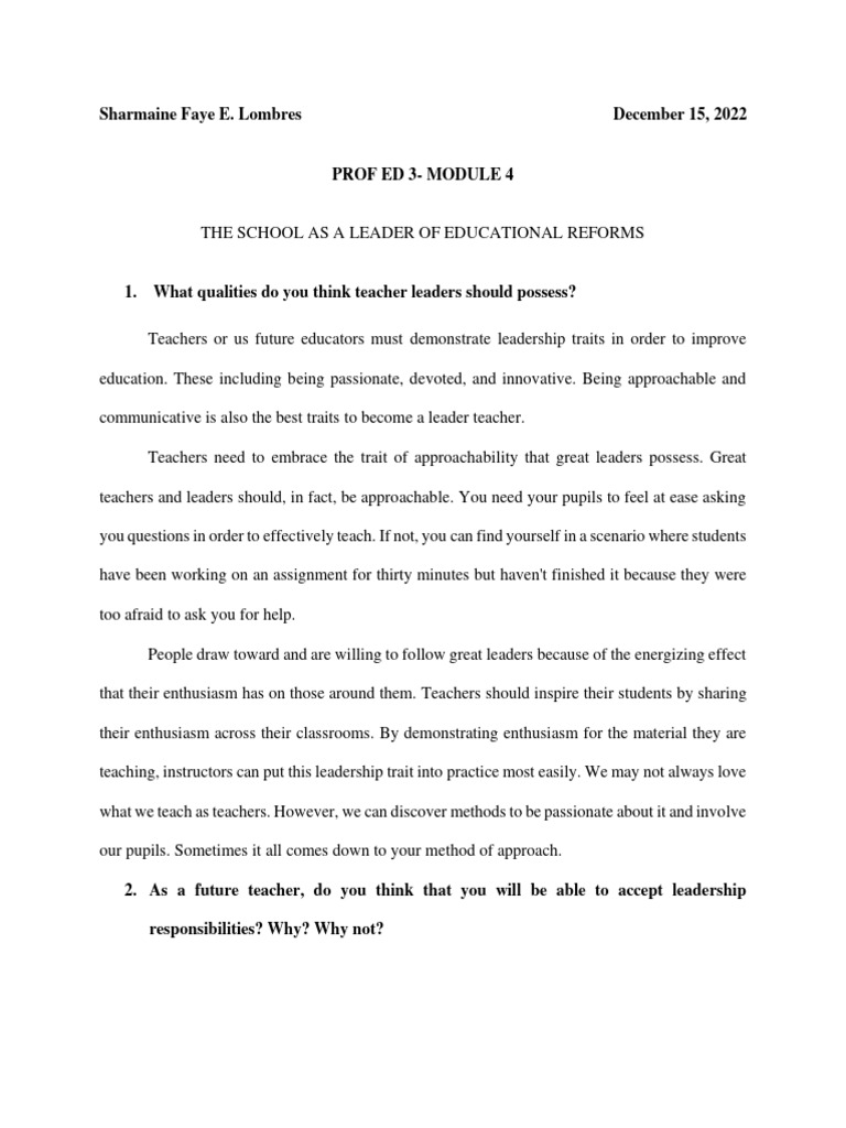 PROF ED 3 - Module 4 | PDF | Teachers | Learning