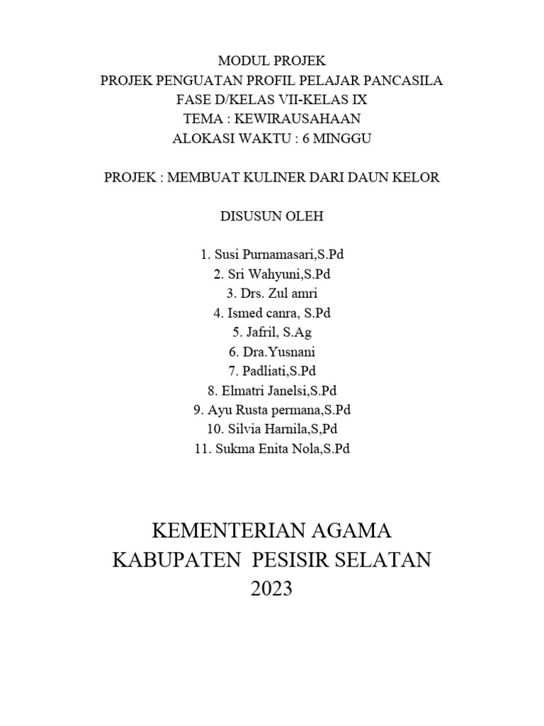 Modul Projek Kewirausahaan | PDF