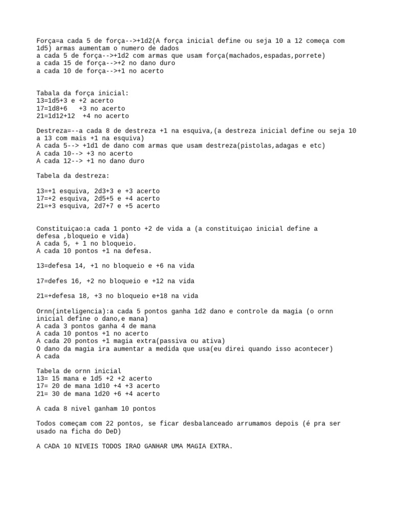 Status Ficha DeD | PDF