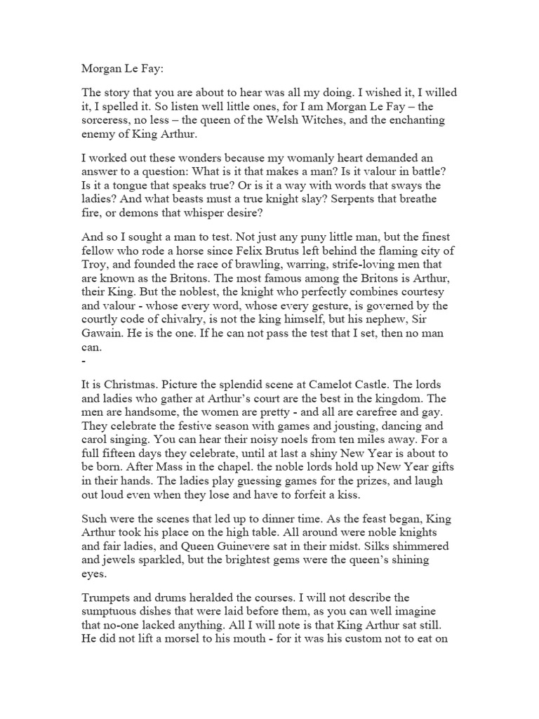 Sir Gawain Notes | PDF | Green Knight | Gawain