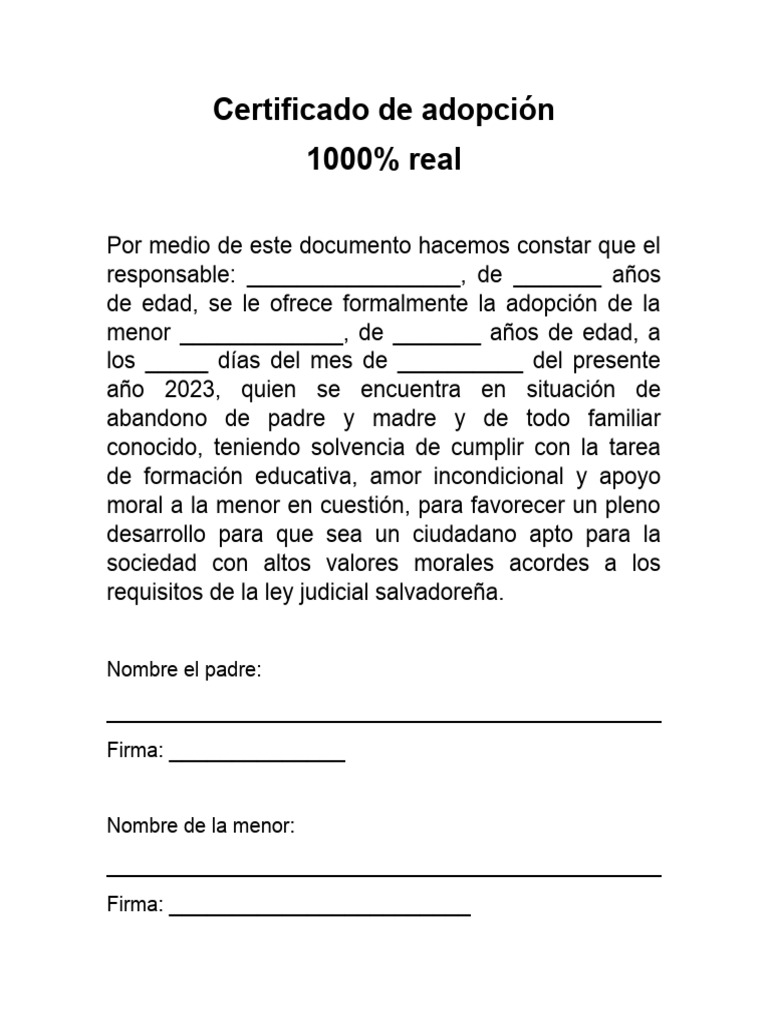 Certificado de Adopción | PDF