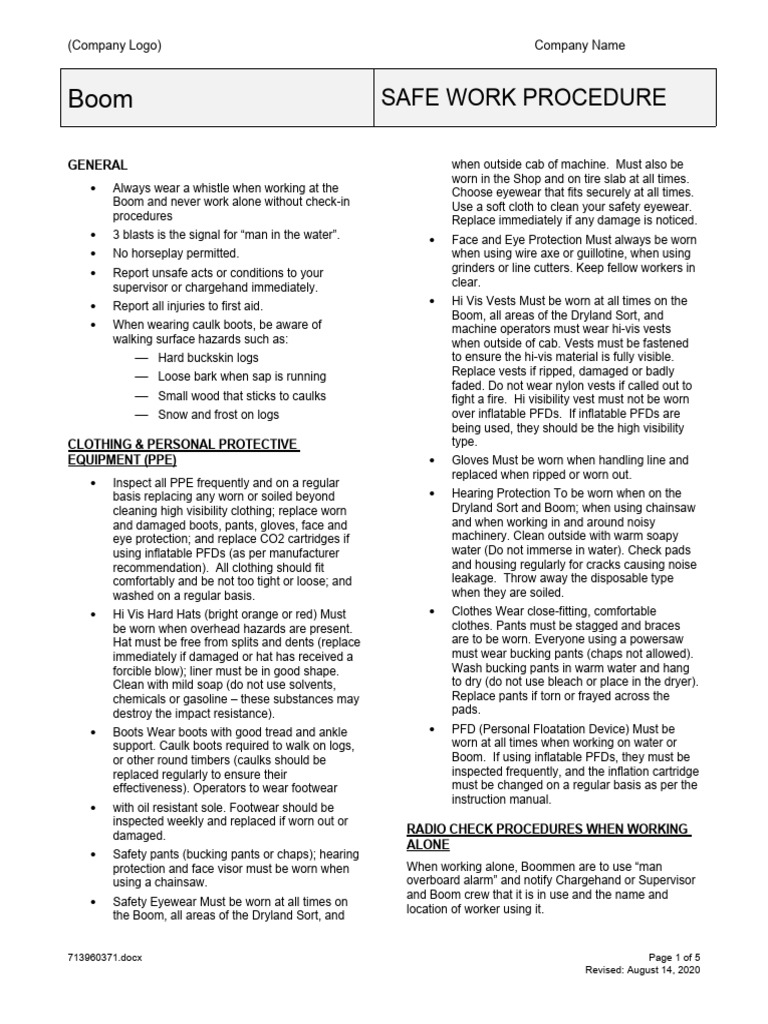 SWP Boom | PDF | Personal Protective Equipment | Clothing