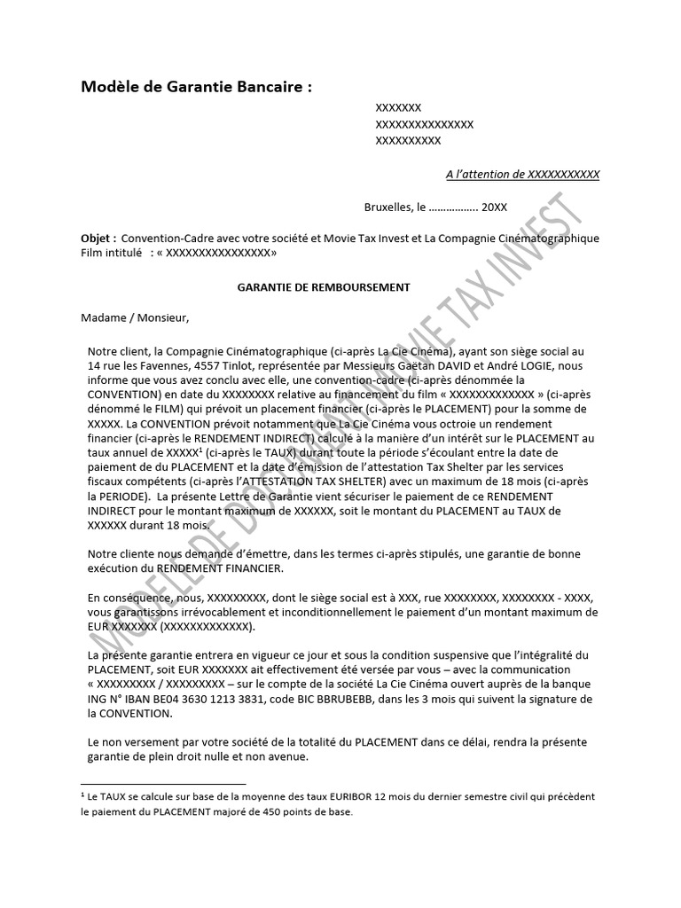 Modèle de Lettre de Garantie Bancaire | PDF | Économie