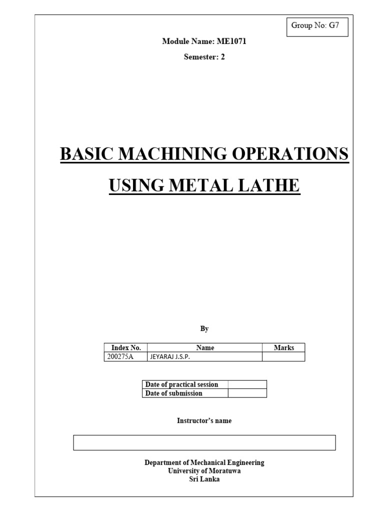 Machining Coursework | PDF | Machining | Equipment