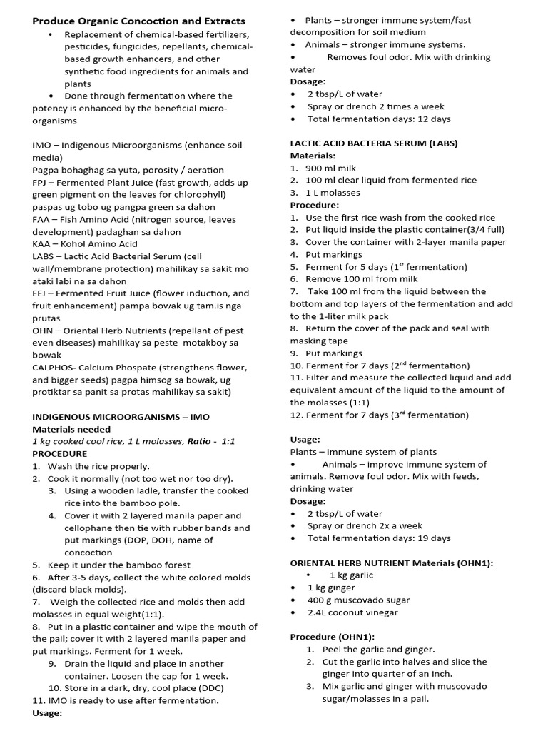 Produce Organic Concoction and Extract1 | Download Free PDF ...