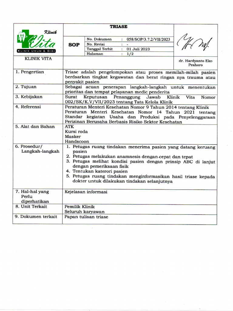 3.7.2 Sop Triase | PDF