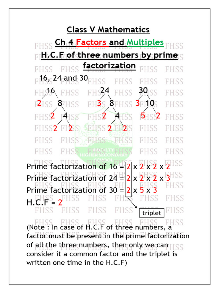 HCF of Three Numbers | PDF