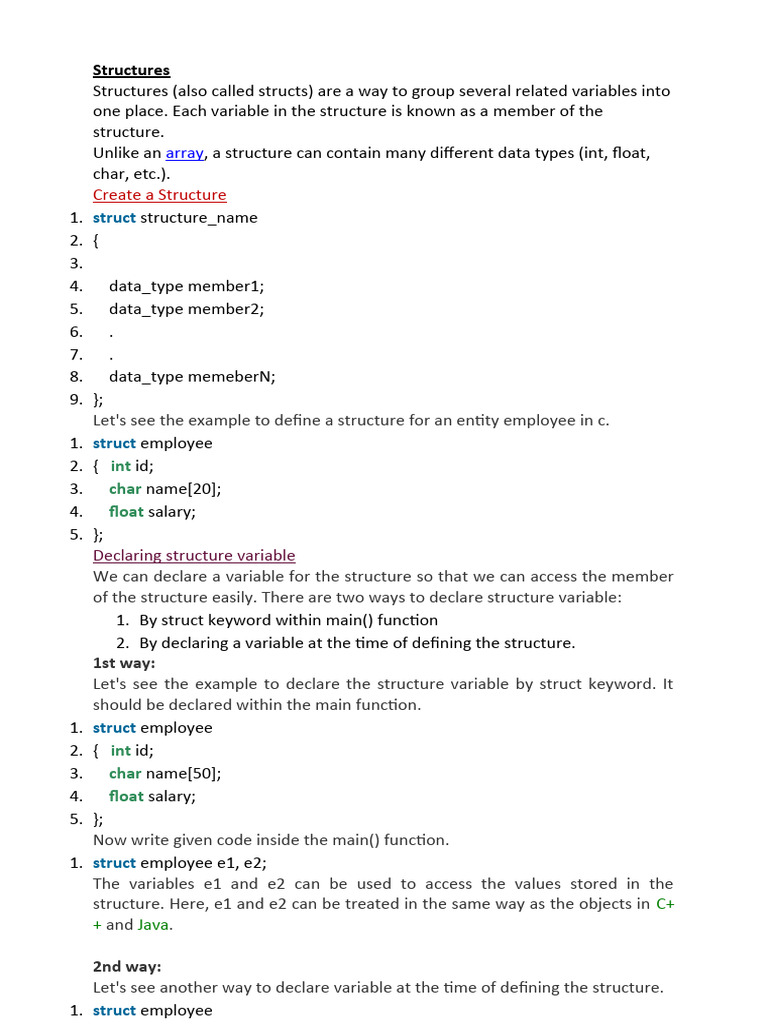 C-Structures, Unions, File Handiling | PDF | Pointer (Computer ... C-Structures, Unions, File Handiling | PDF | Pointer (Computer ...