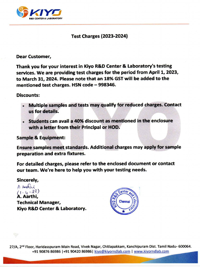 Test Charges - Kiyo | PDF